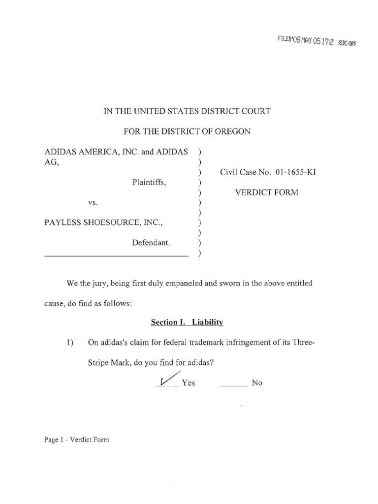 Adidas Payless Verdict | PDF
