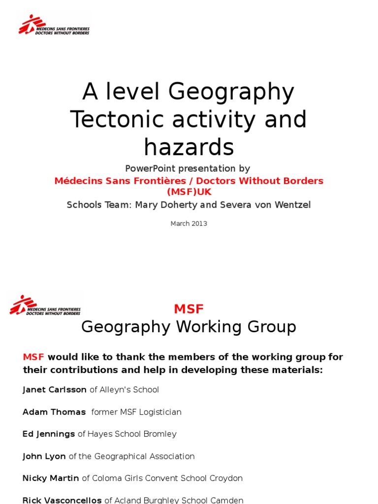 A Level Geography Powerpoint | PDF | Natural Hazards | Earthquakes