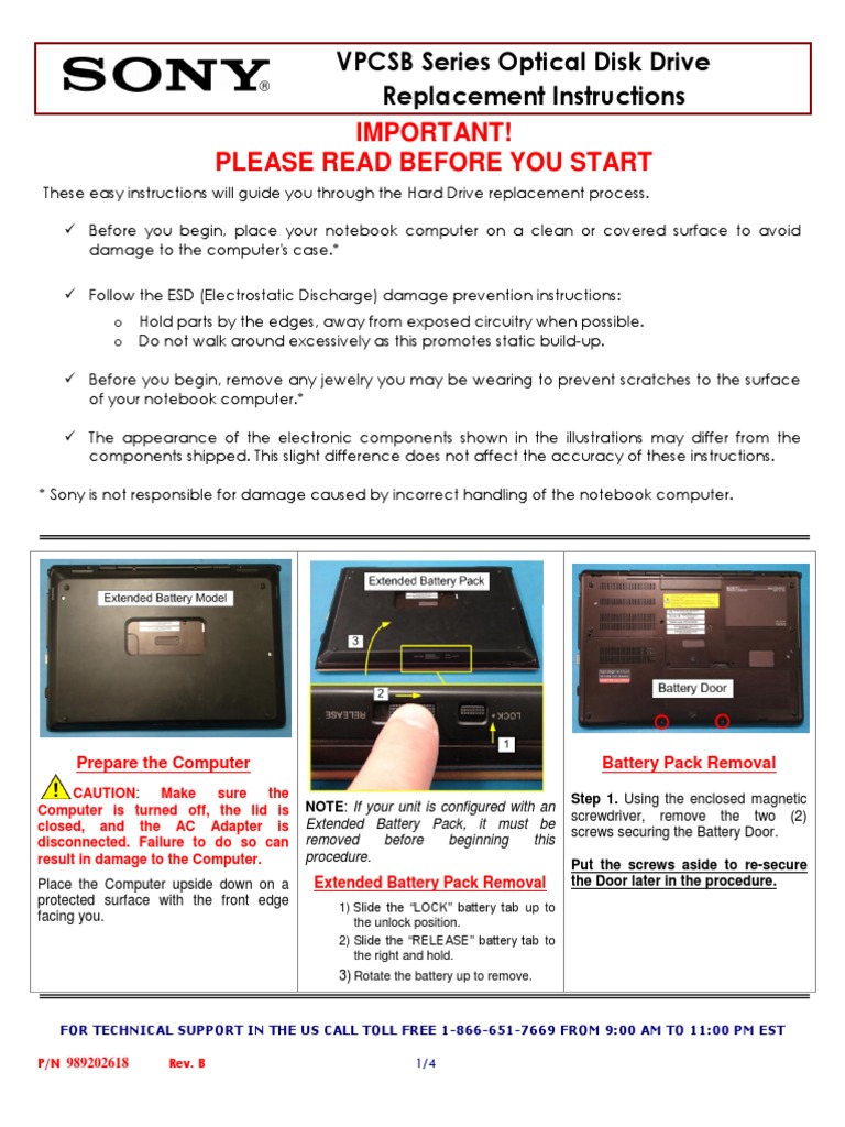 VPCSB Optical Drive Replacement Guide | PDF