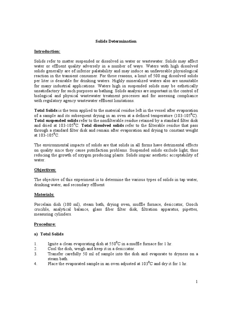 Lab 3 - Solids Determination | PDF | Filtration | Water