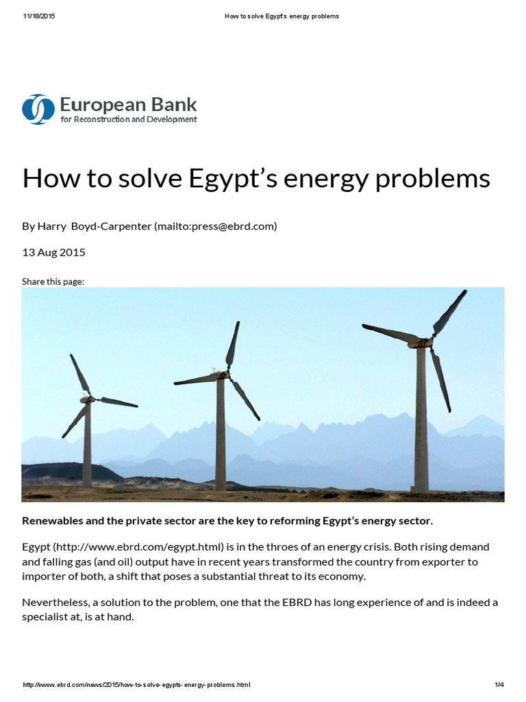 How To Solve Egypt's Energy Problems | PDF | Wind Power | Renewable Energy