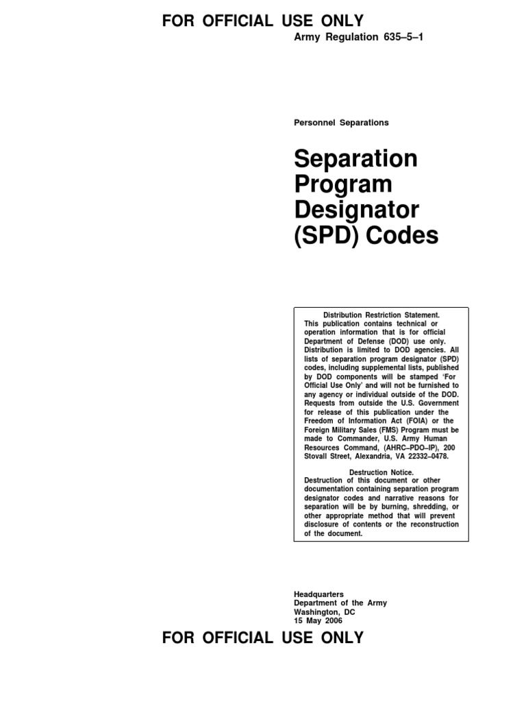 Department of Defense Seperation Program Designation Codes | PDF ...
