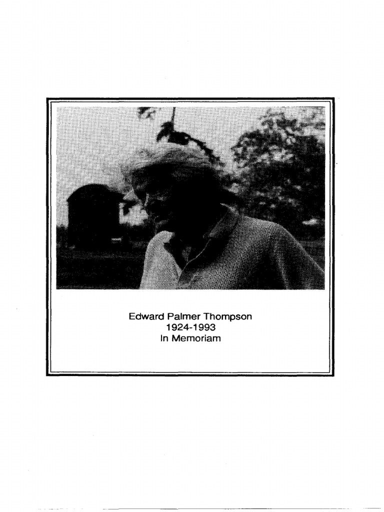 Edward Palmer Thompson: In Memoriam | PDF | Historian | Capitalism