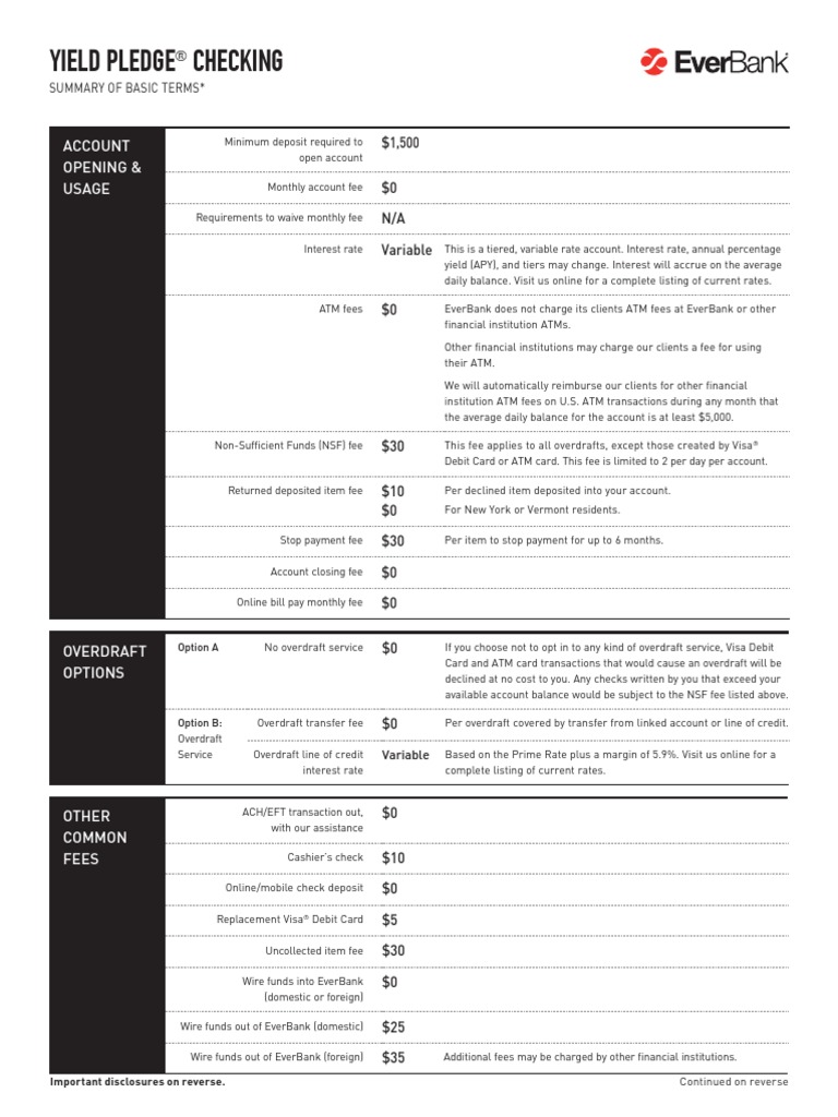 EverBank Yield Pledge Checking Guide | PDF | Overdraft | Financial ...