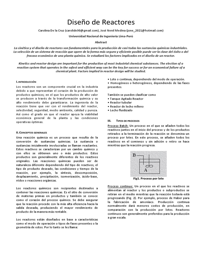 Diseño de Reactores | PDF | Reactor Quimico | Catálisis