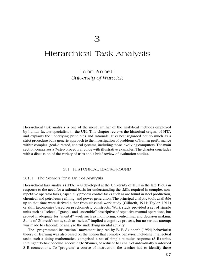 Hierarchical Task Analysis Guide | PDF | Intelligence Analysis | Goal