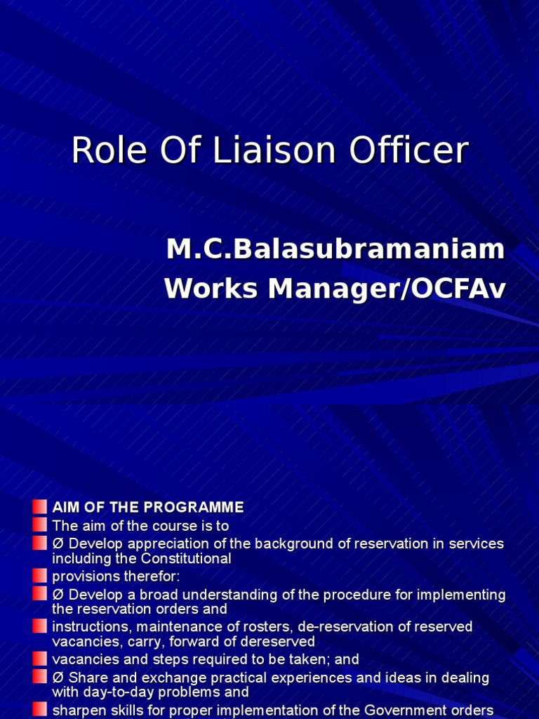 Role of Liaison Officer | PDF | Politics Of India | Government Of India