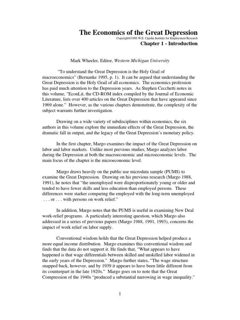 The Economics of The Great Depression: Chapter 1 - Introduction | PDF ...