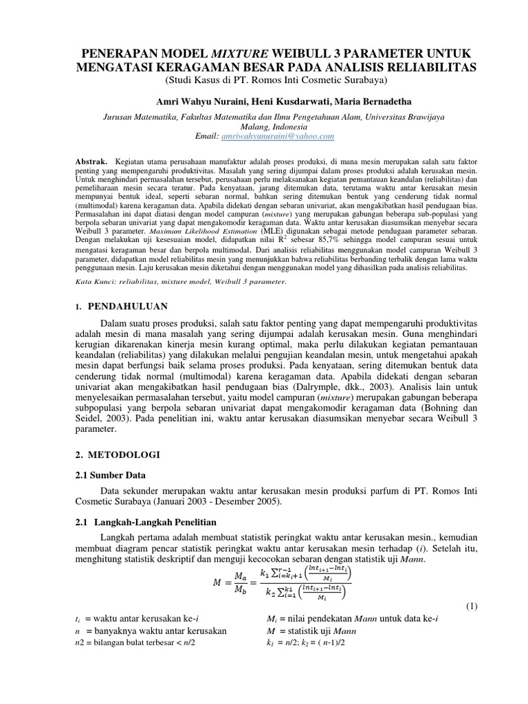 Penerapan Weibull 3 Pada Analisa Reliabilitas | PDF