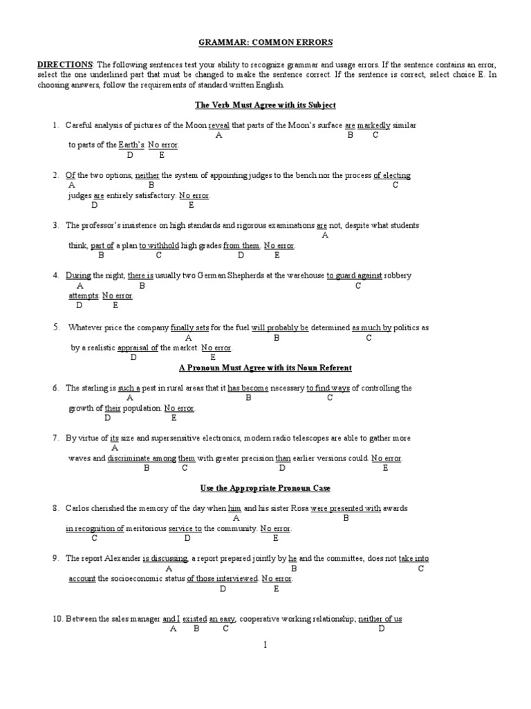 Common Grammar Errors Explained | PDF | Test (Assessment) | Syntax