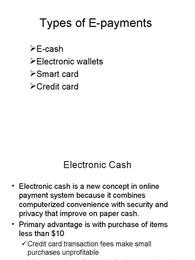 Types of E-Payment Systems Explained | PDF | Credit Card | Language ...