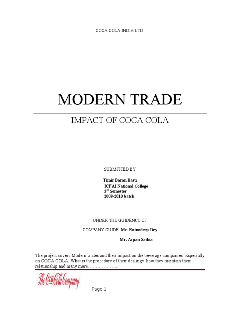 Modern Trades and Coca Cola | PDF | Coca Cola | Soft Drink