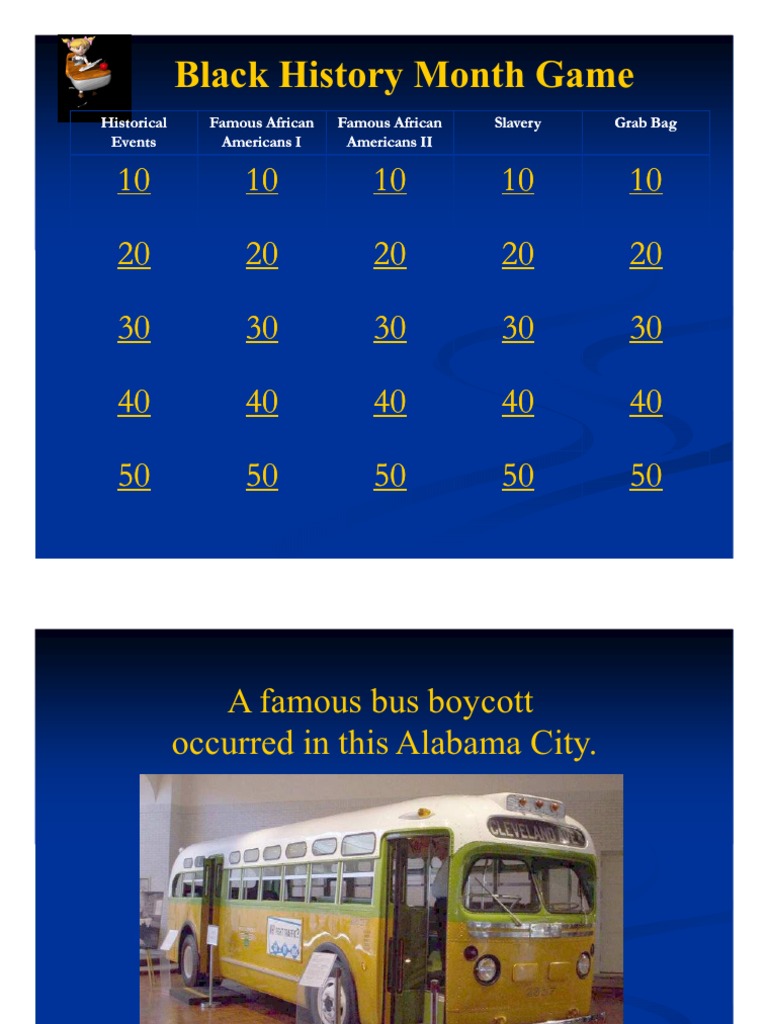 Black History Month Powerpoint Quiz Game | PDF | African American ...