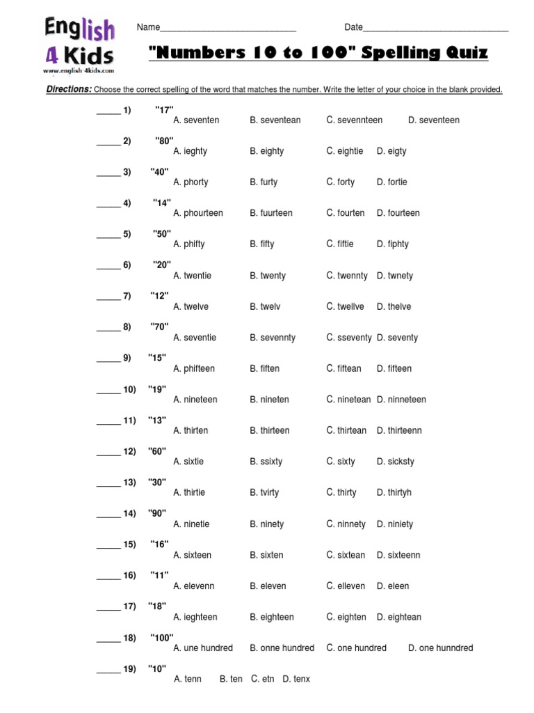 Numbers Spelling | PDF | Computers