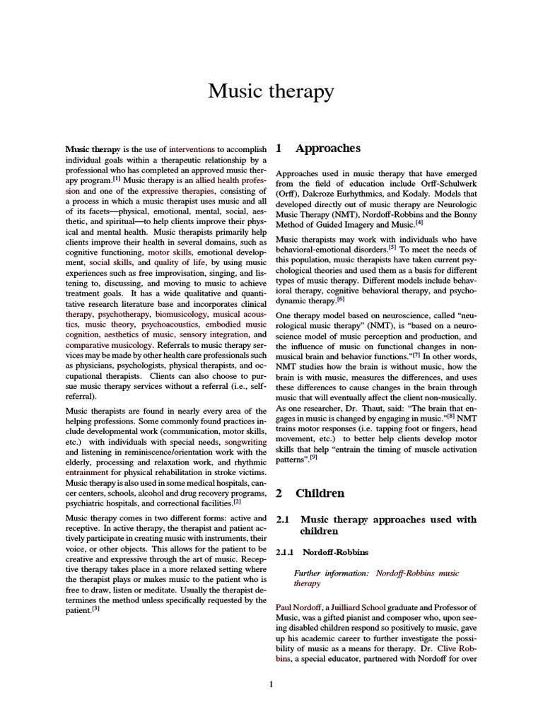 Music Therapy | PDF | Psychotherapy | Physical Therapy