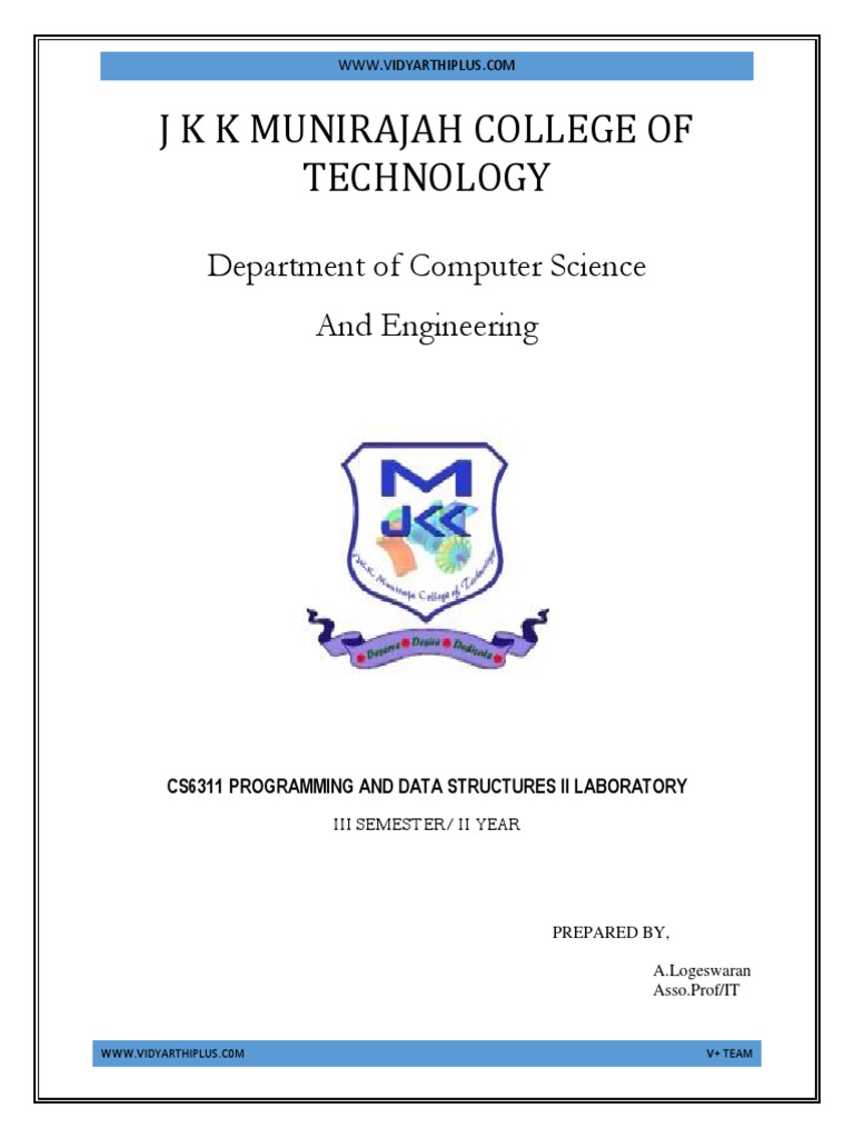 CS6311 Lab Manual (PDS-II) New One | PDF | C++ | Theoretical Computer Science