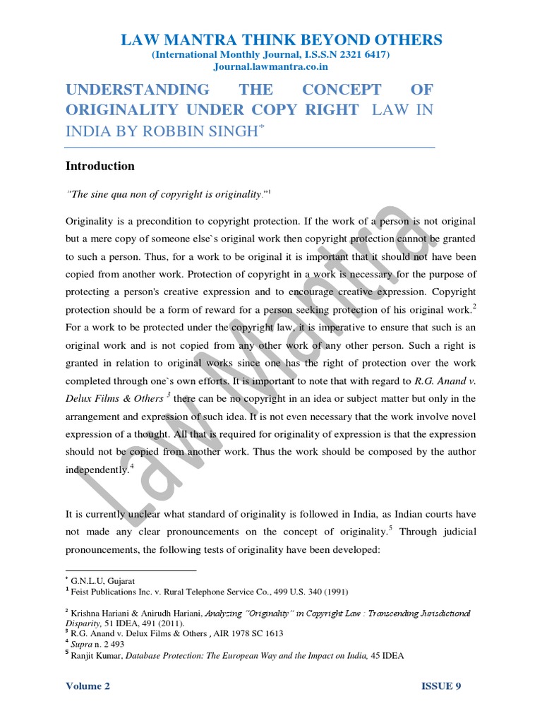 Originality PDF | PDF | Copyright | Private Law