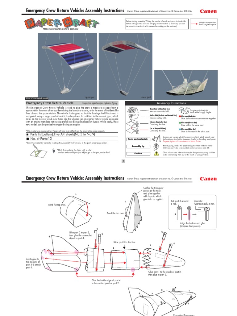 Emergency Crew Return Vehicle: Assembly Instructions | PDF | Science ...