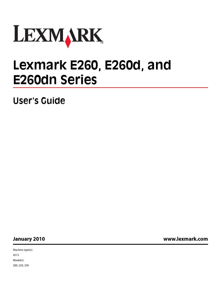 Lexmark E260dn User's Guide (v.2010) | PDF | Electrical Connector ...