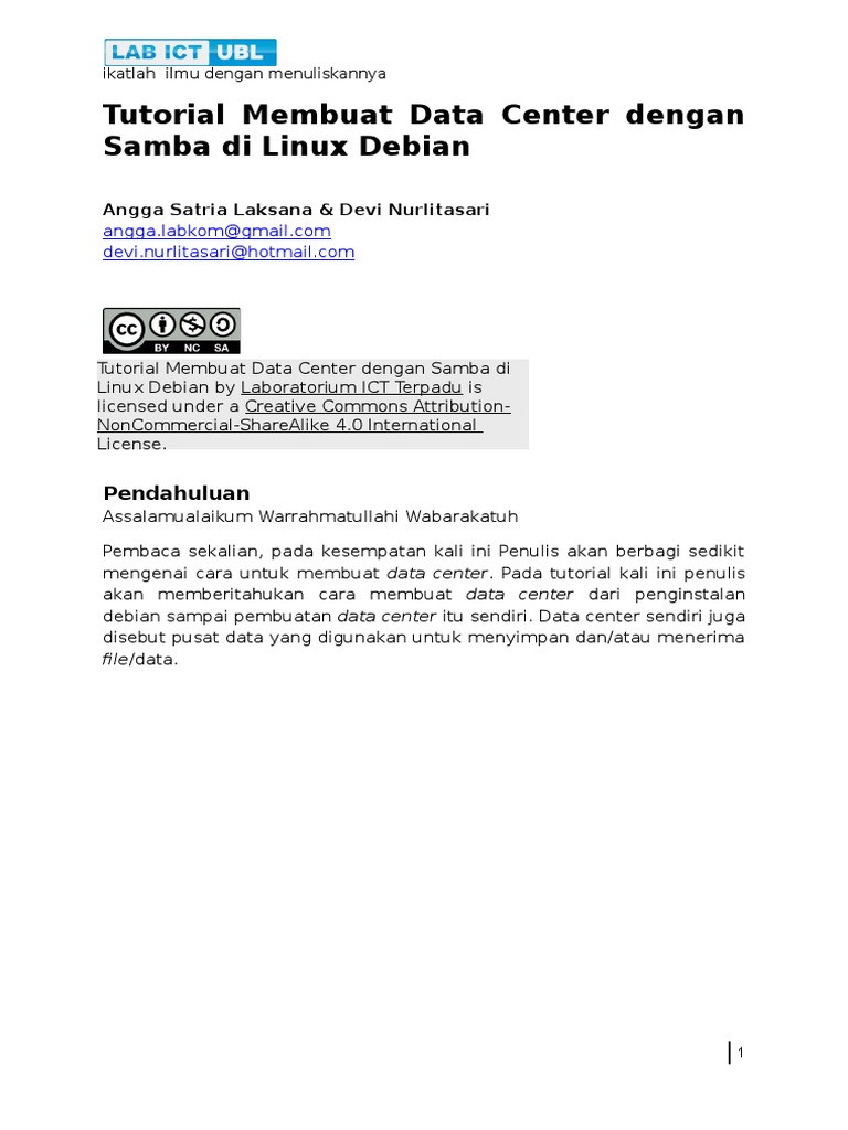 Tutorial Membuat Data Center Dengan Samba Di Linux Debian | PDF | Seni | Komputer