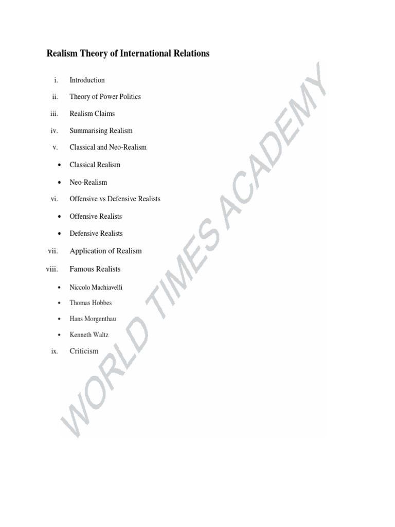 Realism in International Relations Explained | PDF | International ...