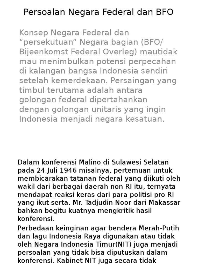 Persoalan Negara Federal Dan BFO | PDF