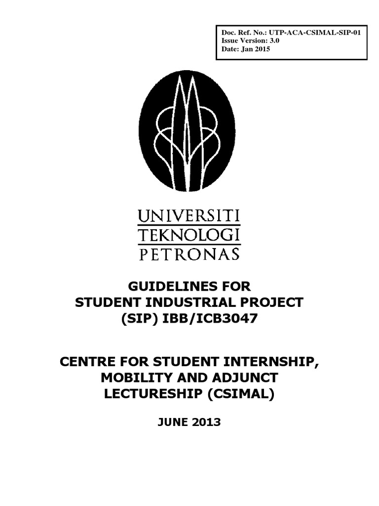 SIP Guidelines UTP | PDF | Internship | Job Hunting