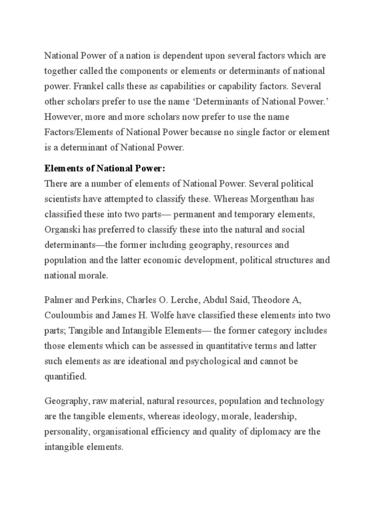 Elements of National Power | PDF | Military | Leadership