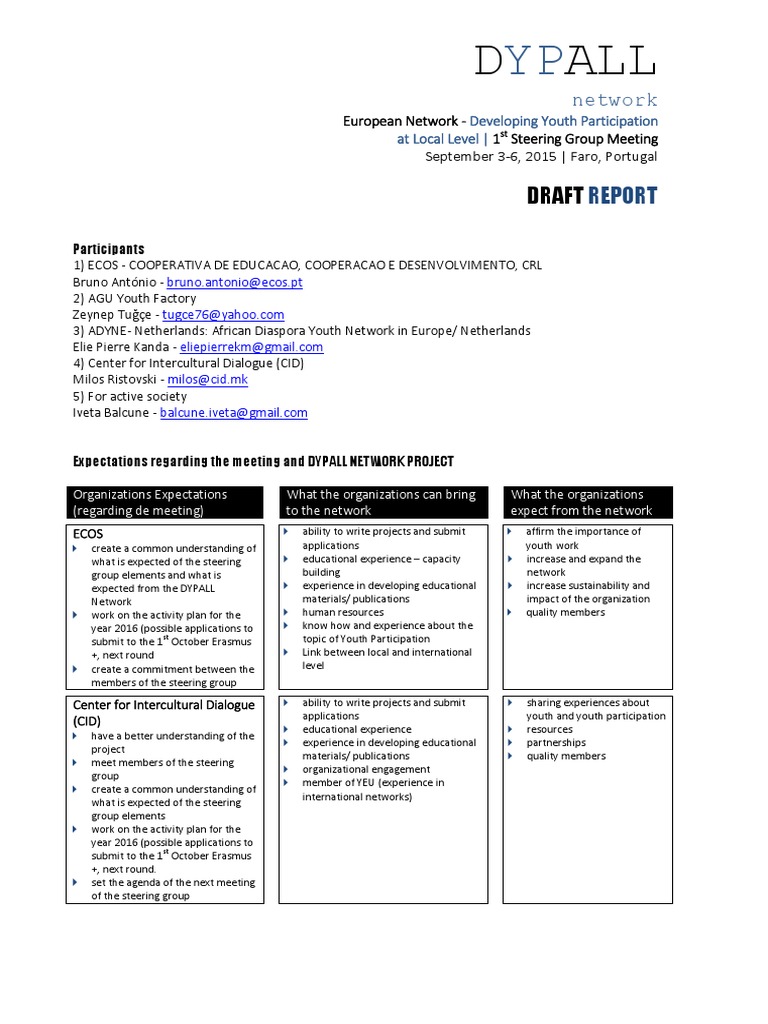 Coordination Meeting Report | PDF | European Union | Entrepreneurship