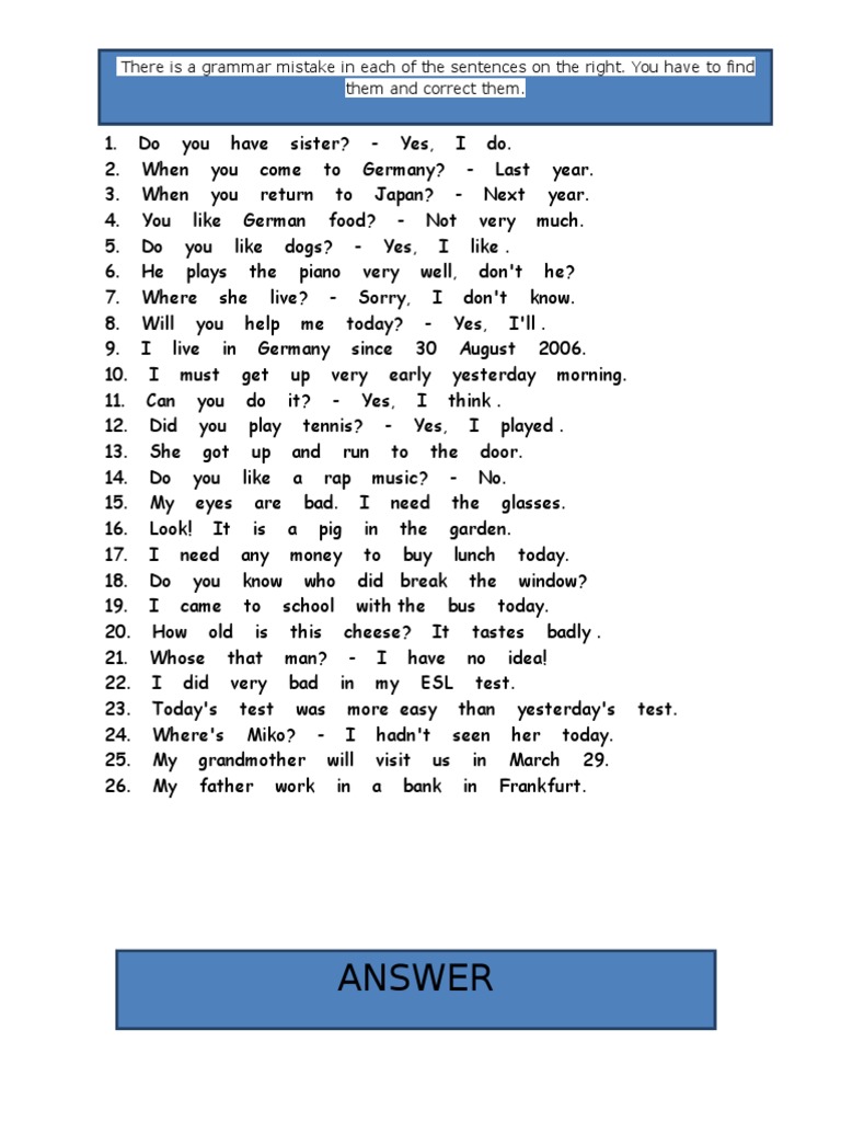 Error Correction Exercise | PDF | Grammatical Tense | Languages