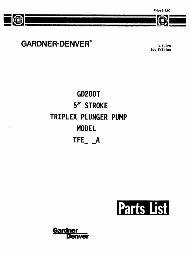 GD - Parts List Gardner-Denver | PDF | Pump | Valve