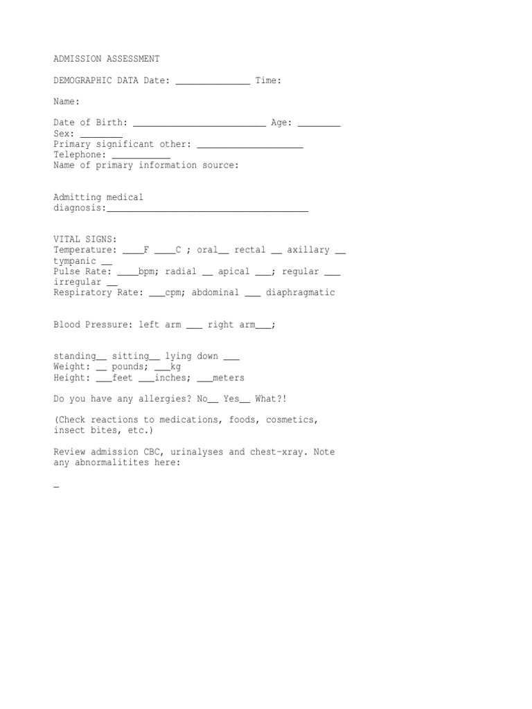 Gordon S Functional Health Pattern Assessment Tool | PDF