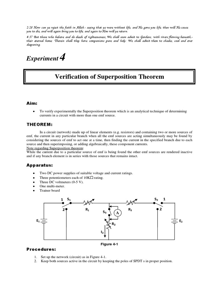 Verification of Superposition Theorem Lab Report | Electrical Network ...