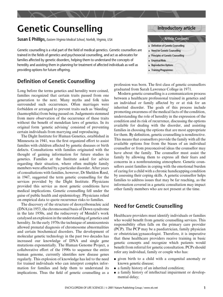Genetic Counsel | PDF | Wellness