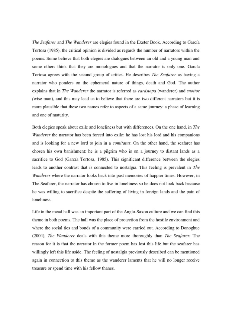 "The Seafarer" and "The Wanderer" Analysis | PDF | Poetry | Religion ...