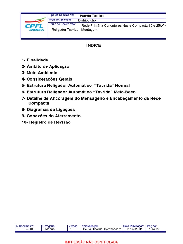Rede Primária Condutores Nus e Compacta 15 e 25kV - Religado | PDF ...