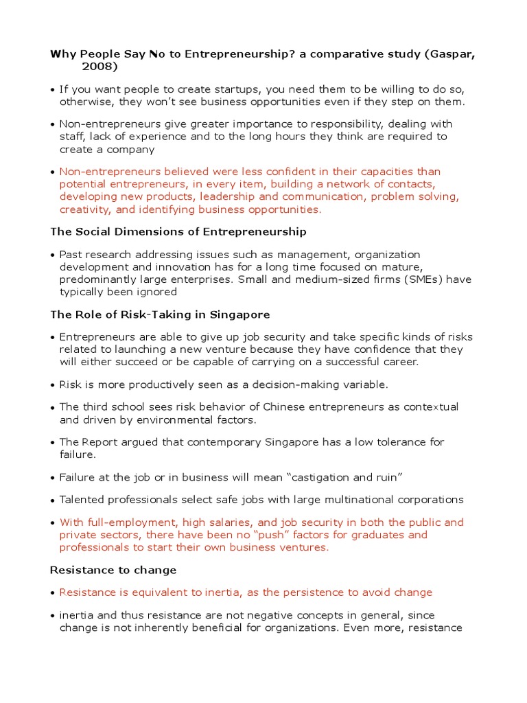 Barriers to Entrepreneurship Explained | PDF | Entrepreneurship | Risk