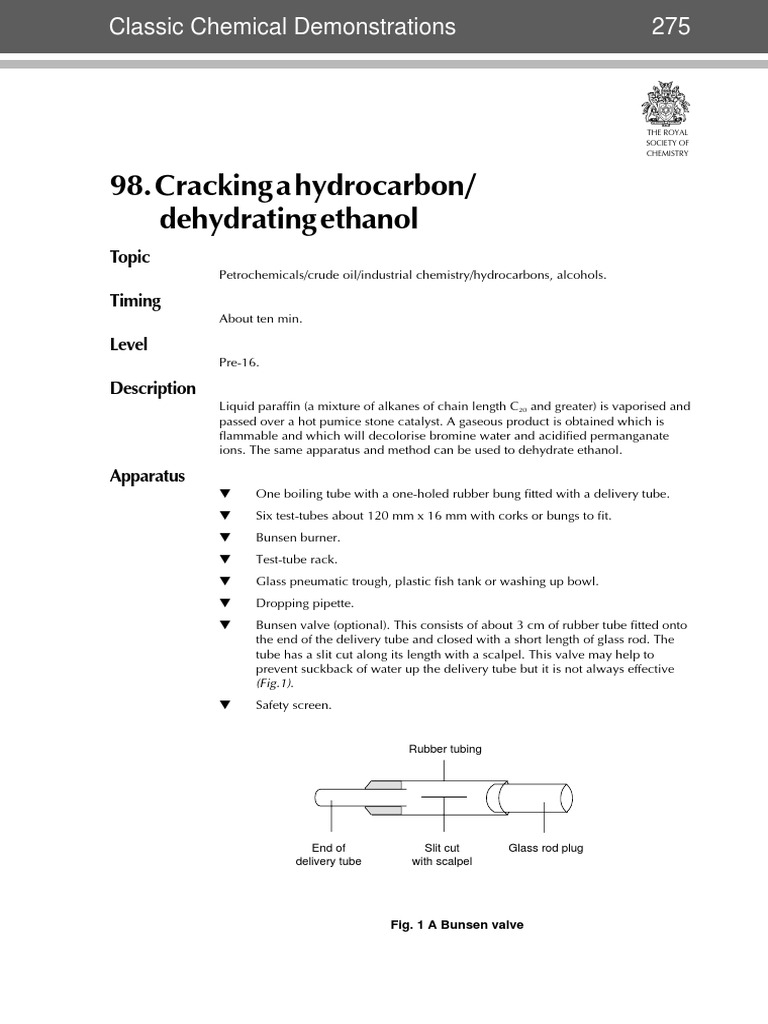 Cracking Hydrocarbons and Dehydrating Ethanol | PDF | Alkene | Cracking ...