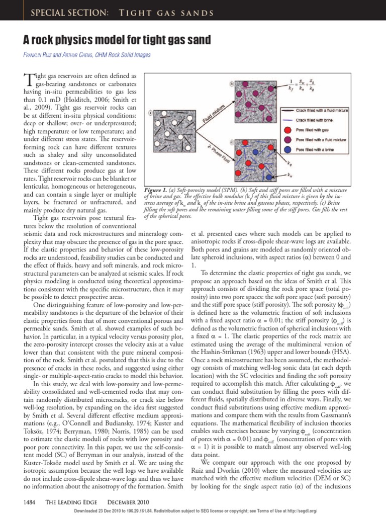 A Rock Physics Model for Tight Gas Sand | Porosity | Mechanics
