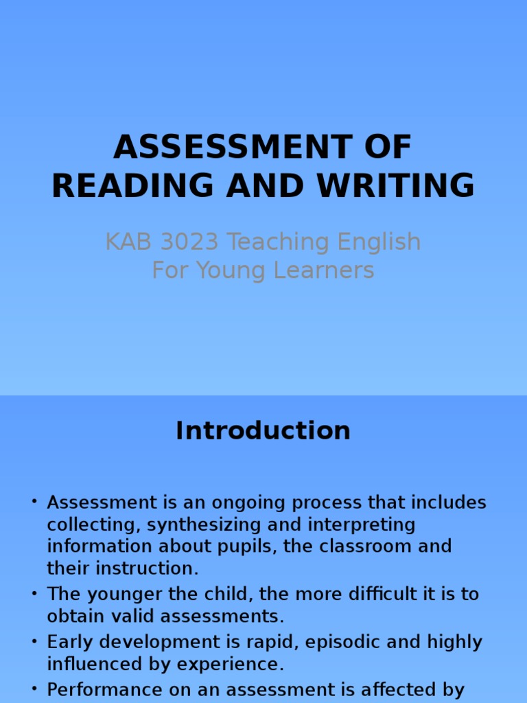 Assessment of Reading and Writing | PDF | Educational Assessment ...