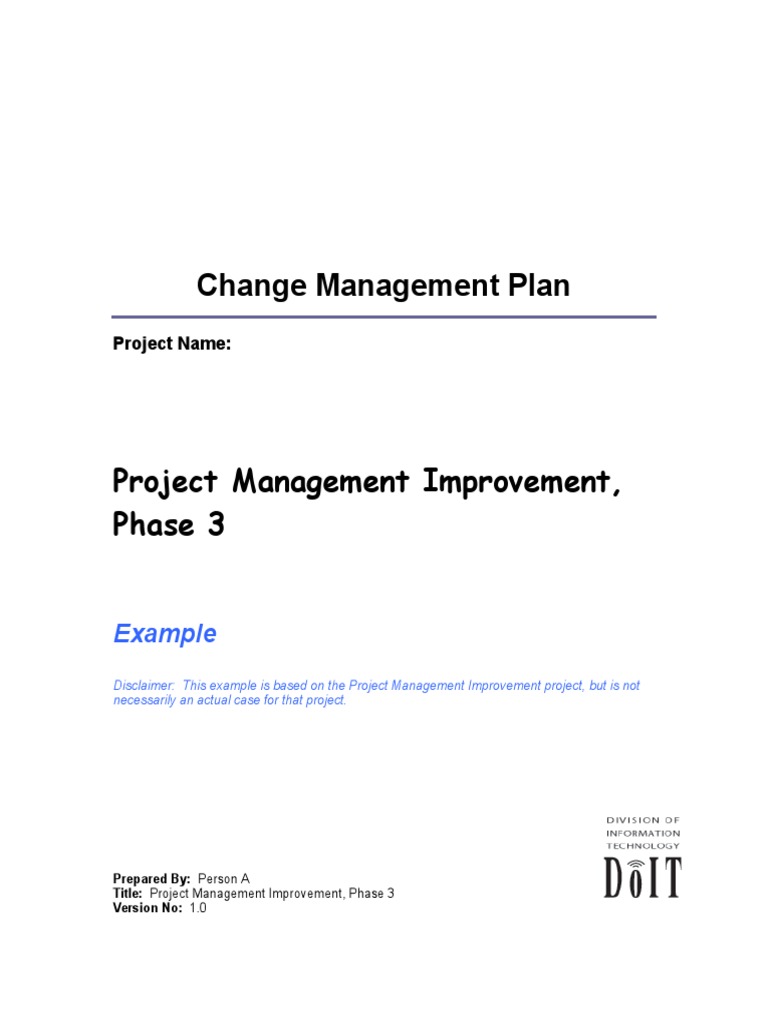 Change Management Plan, V2.0 | PDF | Project Management | Evaluation