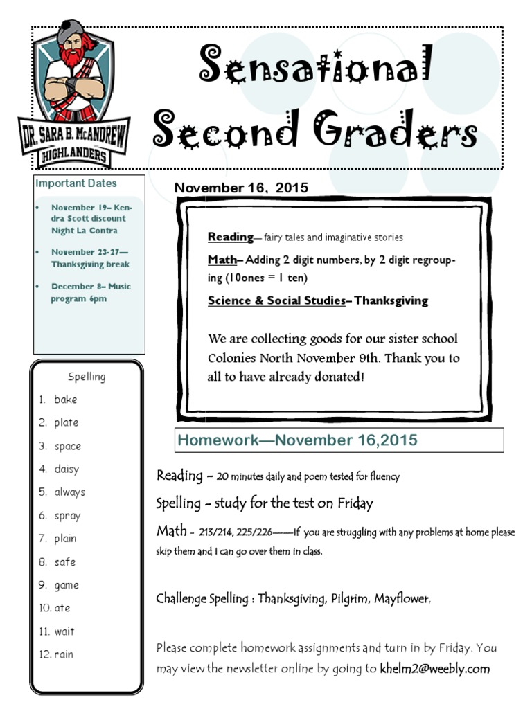 Second Grade Homework and Updates | PDF | Home & Garden