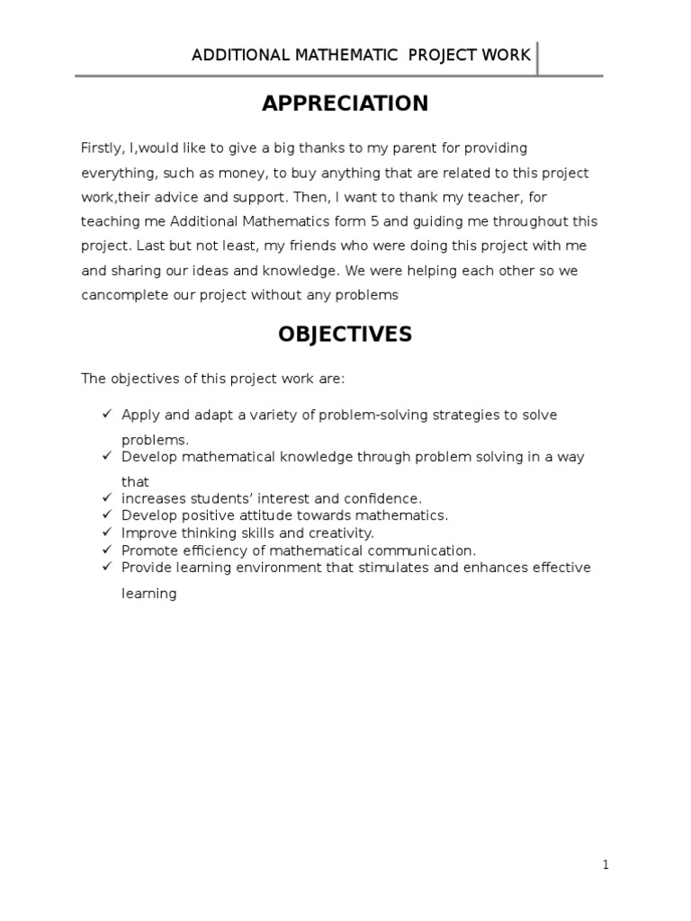 Additional Mathematic Project Work | PDF | Maxima And Minima ...