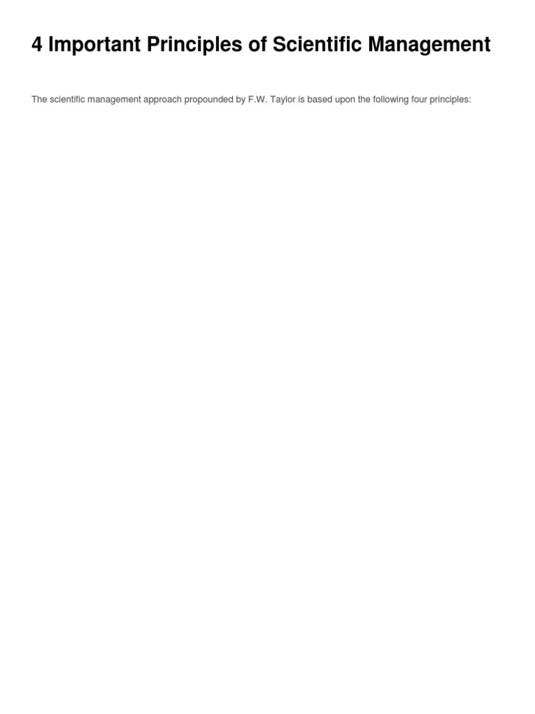 4 Important Principles Taylor | PDF | Production And Manufacturing ...
