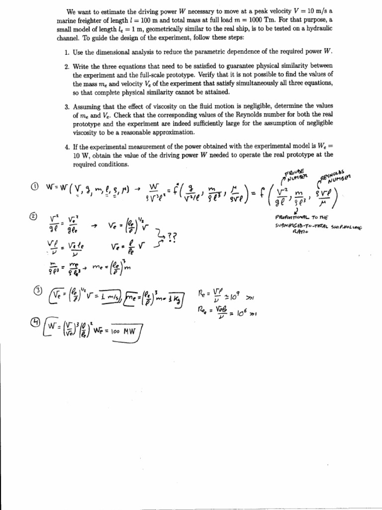 Problems DimAnalysis 2013-14 | PDF | Viscosity | Fluid Dynamics
