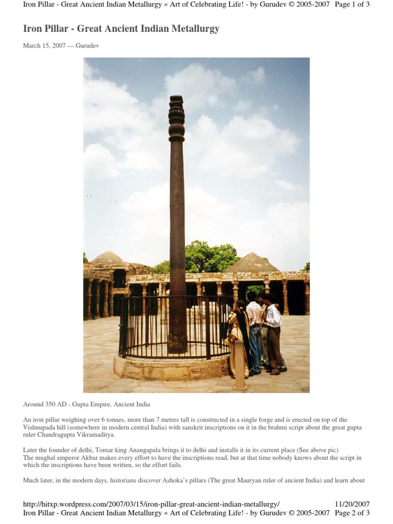 Ancient Indian Metallurgy The Iron Pillar | PDF | Corrosion | Iron