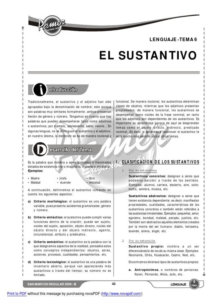 Guía Completa del Sustantivo | PDF | Sustantivo | Numero Gramatical