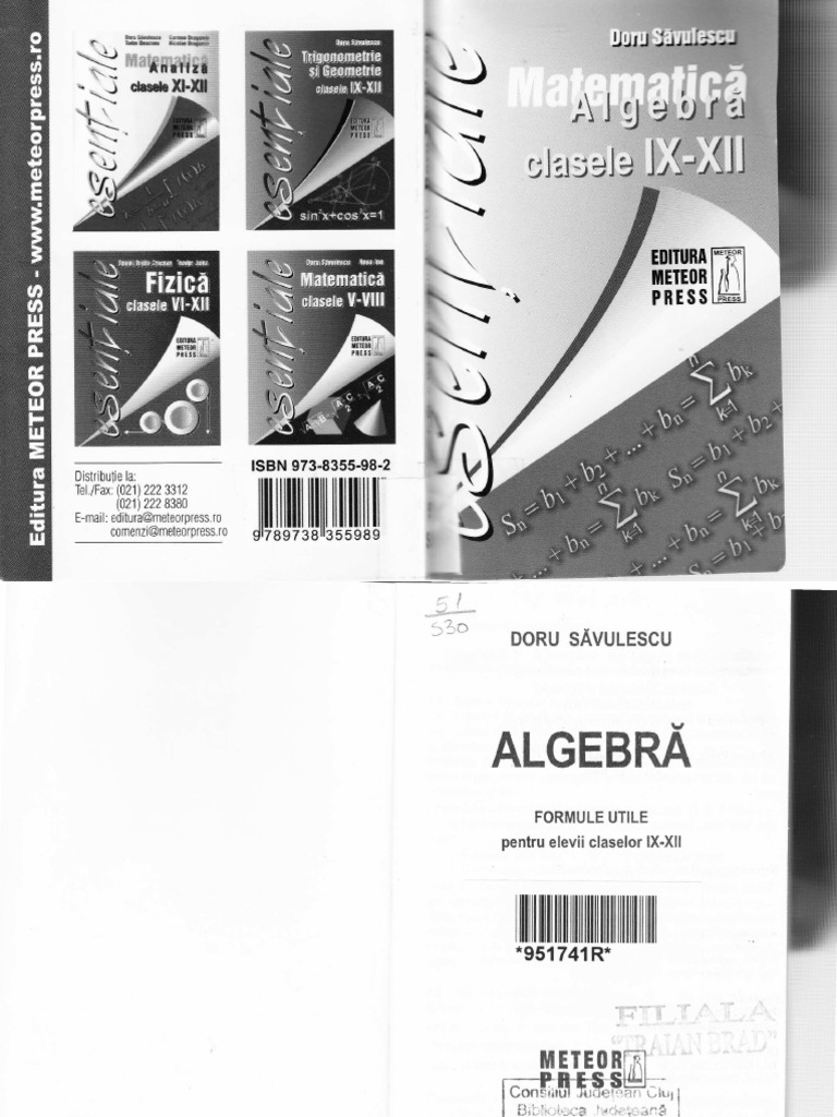 Formule Algebra (Clasa IX-XII) | PDF