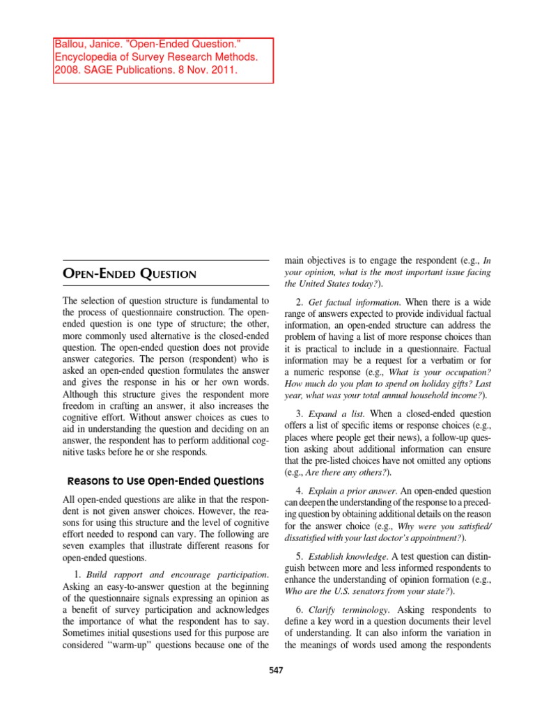 4.1 Open-Ended Questions | PDF | Survey Methodology | Norm (Social)