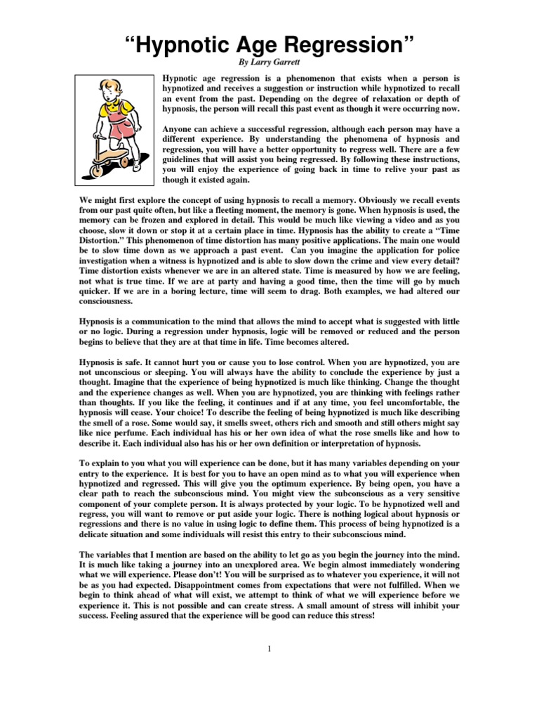 Hypnotic Age Regression Guide | PDF | Hypnosis | Past Life Regression
